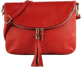 modamoda.de T07LEATHER - Petit sac &agrave; bandouli&egrave;re en cuir italien, rouge signalisation, S