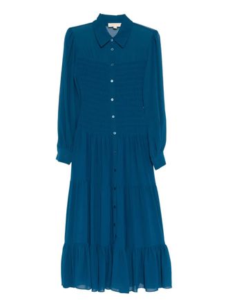 Michael Kors robe-chemise courte &agrave; fronces - Bleu