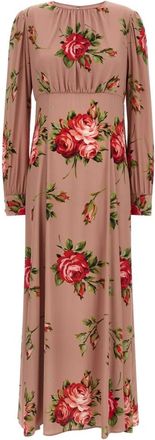 Dolce & Gabbana Femme, Robes, Rose, Taille: 40 FR Robe Longue Bouquet Rose