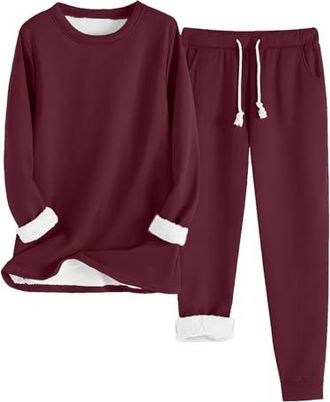 Generic Co Ord Ensembles pour femmes en tricot de couleur unie col haut d&eacute;contract&eacute; et d&eacute;contract&eacute; deux ensembles de pantalons &agrave; manches longues ensemble surv