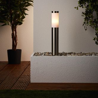Lightbox Basic Au&szlig;en Sockellampe mit 51 cm H&ouml;he - &Oslash; 8 cm - spritzwassergesch&uuml;zte Outdoor Wegeleuchte - E27 Fassung - max. 40 W - aus rostfreiem Edelstahl & Kun