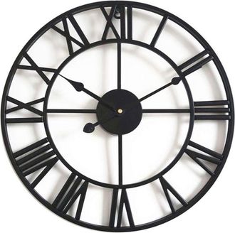 Angel Cerd&aacute; Horloge de jardin murale dext&eacute;rieur, grande horloge de jardin &agrave; chiffres romains, en fer forg&eacute;, 50 cm (noire)