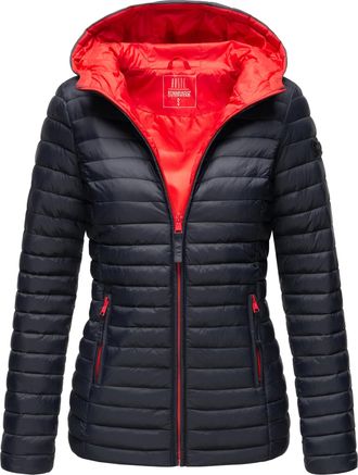 Marikoo Damen Steppjacke - Asraa, leicht mit Kapuze & Kontrastfutter