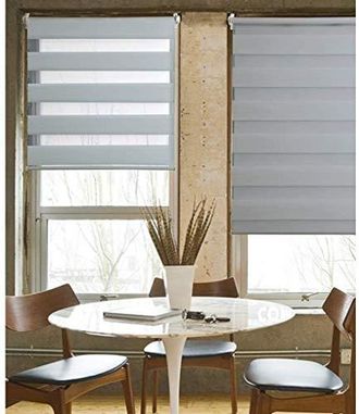 Madéco Easy Doppellagiger Rollo Grau - B65 x H90cm - Duo Rollo - Mit oder ohne Bohren, GF7998065090, b65 x h90cm (gewebe b61cm)