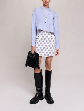 Maje Rock Aus Strick Mit Monogramm - Monogramm Clover Ecru/blau - Gr&ouml;&szlig;e 38 - Maje
