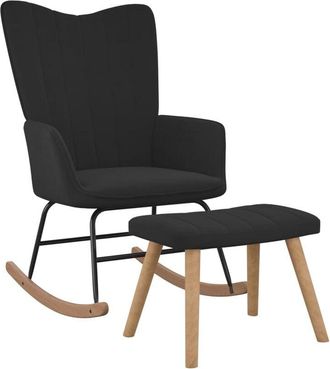 Les Tendances Chaise à bascule avec repose-pied Noir Velours