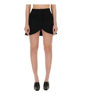 Courr&egrave;ges Femme, Jupes, Noir, Taille: 38 FR Ellipse Twill Mini Skirt