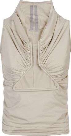Rick Owens Strukturiertes Top mit Cut-Out und R&uuml;schen - - Tops - Damen - Beige - M
