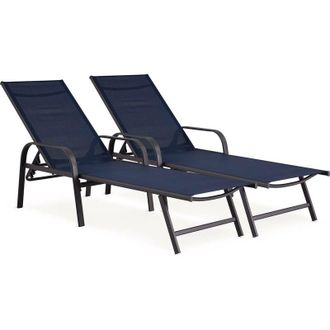 Habitat et Jardin 2er-Set Sonnenliegen aus Metall Farniente - Nachtblau
