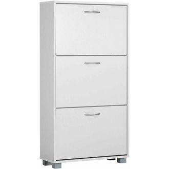 Deuba Meuble à chaussures 3 abattants 115x60x24cm Armoire de rangement 18 paires Étagère couloir entrée Blanc