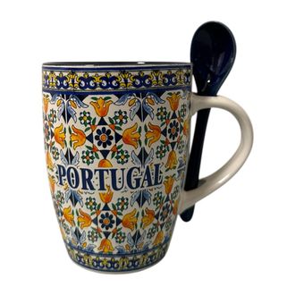 Generic Portugal Traditionelle Azulejos handbemalte Kaffeetasse mit L&ouml;ffel, Keramik-Teetasse inklusive Geschenkbox, portugiesische Keramik, sch&ouml;nes Geschenk a