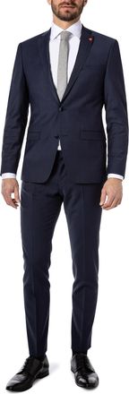 Roy Robson Herren Anzug blau kariert Slim Fit