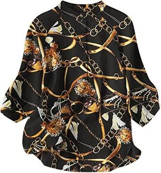 Generic Robe dété décontractée à col rond pour femme, Noir, XXXXXL