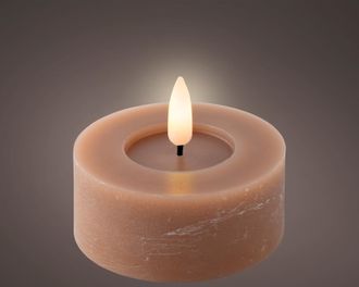 Lumineo LED Teelicht Wachs Hellbraun/warmweiss 3cm
