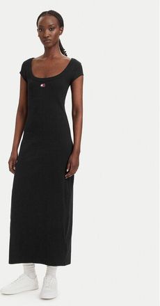 Tommy Jeans Kleid f&uuml;r den Alltag Badge DW0DW22841 Schwarz Slim Fit