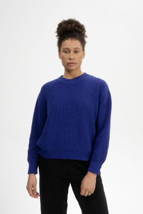 Mela Damen vegan Rippstrickpullover Adah Kr&auml;ftiges Blau