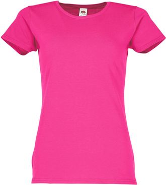 Fruit Of The Loom Ladies Iconic T-Shirt Gr&ouml;&szlig;e S - XXL, Farbe:Fuchsia, Gr&ouml;&szlig;e:2XL