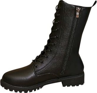 Generic Bottes &agrave; lacets pour femme - Talon bas - Style d&eacute;contract&eacute; - &Eacute;l&eacute;gantes - Fermeture &eacute;clair lat&eacute;rale - Bout rond - Confortable - Pour lautomne et lhiver
