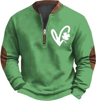 Generic Sweat-shirt &agrave; manches longues pour homme avec fermeture &eacute;clair 1/4 - Style vintage - Motif tr&egrave;fle &agrave; quatre feuilles - Pour lautomne et lhiver - V&ecirc;teme