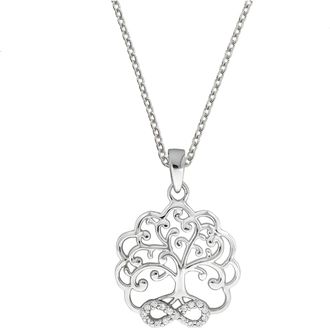 Zeeme Silber Halskette 925 Sterling Silber rhodiniert Lebensbaum