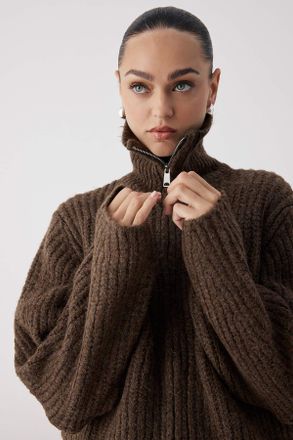 Trendyol Langer, weiter Cardigan - Braun