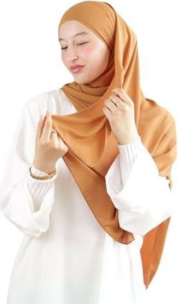 Lamis Hijab Hijab à enfiler à nouer en crêpe de luxe pour femme musulmane voilée HE900 (Camel Clair)