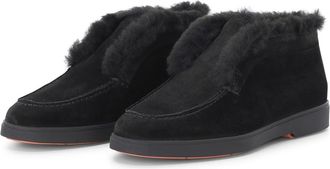 Santoni Desert Boot aus Veloursleder mit Pelzfutter