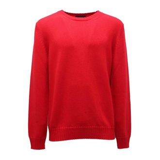 Alpha Studio Homme, Pulls, Rouge, Taille: XL Pull en laine Rouge Col Rond Lourd Mérinos