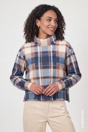 Monari Sweatshirt Pullover milk chocolate gemustert