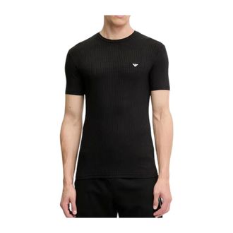 Emporio Armani Homme, Tops, Noir, Taille: S T-shirt à manches courtes avec broderie aigle