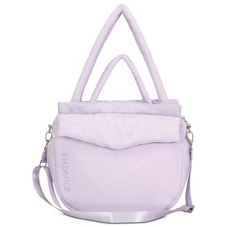 Expatri&eacute; Cabas Femme Violet - Poppy - Grand Sac &agrave; Main en Nylon - Shopper Bag avec Fermeture &Eacute;clair pour Cours, &Eacute;tudiant et Lyc&eacute;e - Puffer Tote Bag avec Compar