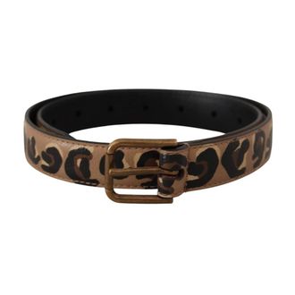 Dolce & Gabbana Femme, Accessoires, Brun, Taille: ONE Size Ceinture en cuir imprim&eacute; l&eacute;opard