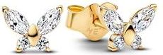 Pandora Pandora Timeless 264264C01 Boucles doreilles papillon en alliage plaqué or 14 carats et zircone