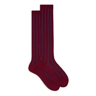 Gallo Gallo, Femme, Sous-vêtements, Multicolore, Taille: XS Chaussettes longues en coton bordeaux à côtes jumelées pour femmes