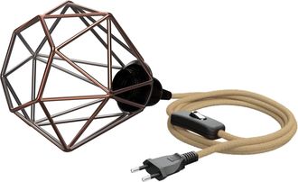 LEDs Com Pendelleuchte LEKA, bronze Käfig, Hanfkabel, Stecker, Schalter und E27 Fassung, 3 m