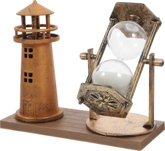 TOPBATHY Vintage Sanduhr mit Messingrahmen Sanduhr Timer f&uuml;r B&uuml;ro und Wohnzimmer Ornament mit Leuchtturm Design Robust und Tropfenfest K&uuml;nstlerische Tischdekor