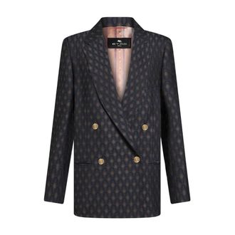 Etro Blaues Jacquard-Sakko mit doppelter Knopfleiste Liberty - - Jackets - Damen - Mehrfarbig - S