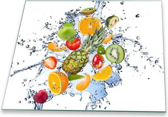 Decorwelt Herdabdeckplatte Abdeckung Ceranfeld Abdeckplatte Schneidebrett 1-Teilig 60x52 Früchte Mehrfarbig Spritzschutz Glasplatte Ceranfeldabdeckung Schutz He