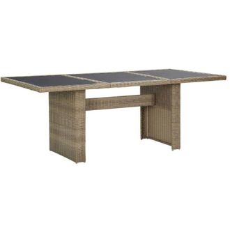 vidaXL Vidaxl - Table &agrave; manger Marron 200x100x74 cm Verre et r&eacute;sine tress&eacute;e
