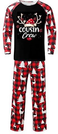 Generic Costume de Noël pour la maison des pères - Imprimé à carreaux et manches à carreaux - Ensemble de vacances pour parent et enfant (noir, XXL)