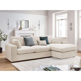 BOBOCHIC Bobochic - Canap&eacute; dangle fixe r&eacute;versible compact 3 places - Tissu polyester beige - Structure en bois certifi&eacute; FSC - Dimensions 220x139cm