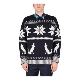 Etro Crewneck Intarsio Sweater - - Knitwear - Herren - Blau - M