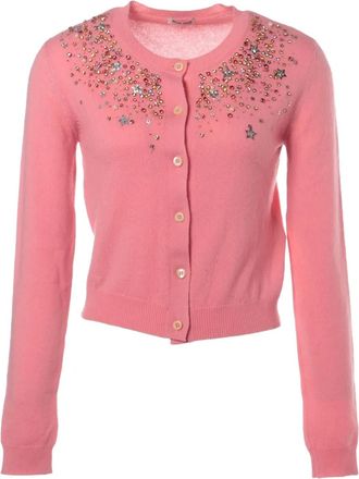Miu Miu cardigan à ornements strassés (2016) - Rose
