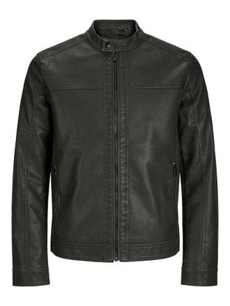 Jack & Jones Lederimitatjacke JJEWARNER WASHED PU JACKET NOOS mit Bandkragen