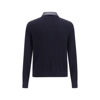 Brunello Cucinelli Mens Blue Calf Leather Bos Taurus Jacket Clothing
