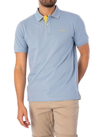 GANT Herren REG Contrast Pique SS Rugger, Dove Blue, Large