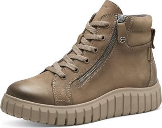 Tamaris Comfort Damen Sneaker hoch aus Leder mit Reißverschluss, Braun (Camel Nubuc), 40 EU