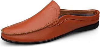 Generic Mules plates à bout rond pour homme - Confortables - Dos nu - Mocassins tendance pour homme, marron, 39 2/3 EU
