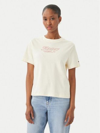 Tommy Hilfiger T-Shirt Logo Interlock WW0WW48707 Hellbeige Regular Fit