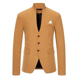 Generic Veste pour homme - Style sportif et moderne - Blazer - Veste de costume pour homme - Grande taille - Couleur unie - Avec col montant - Élégant manteau